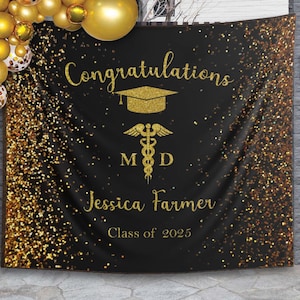 Graduation Backdrop MD Doctor of Medicine Medical School Grad Banner ...