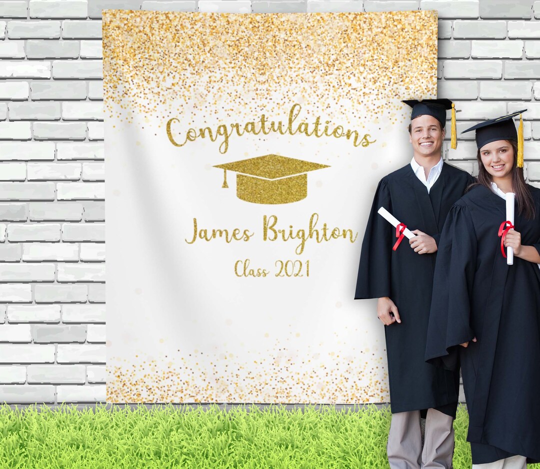 Graduation Party Decorations, Gold Graduation Backdrop, Photobooth ...