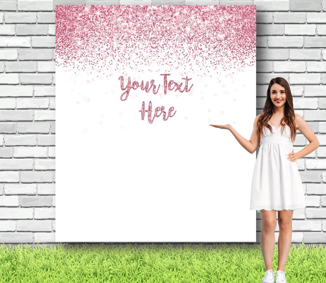 Pink Glitter Custom Backdrop Graduation Decoration Birthday Backdrop ...