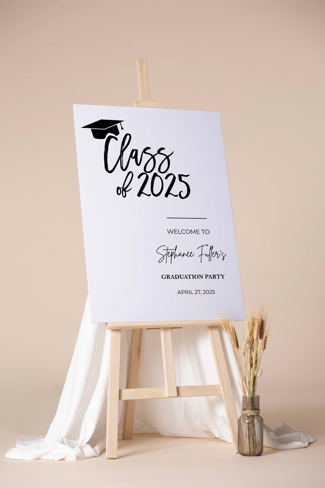 Class of 2025 Graduation Welcome Sign Custom Colors Minimalist Grad ...