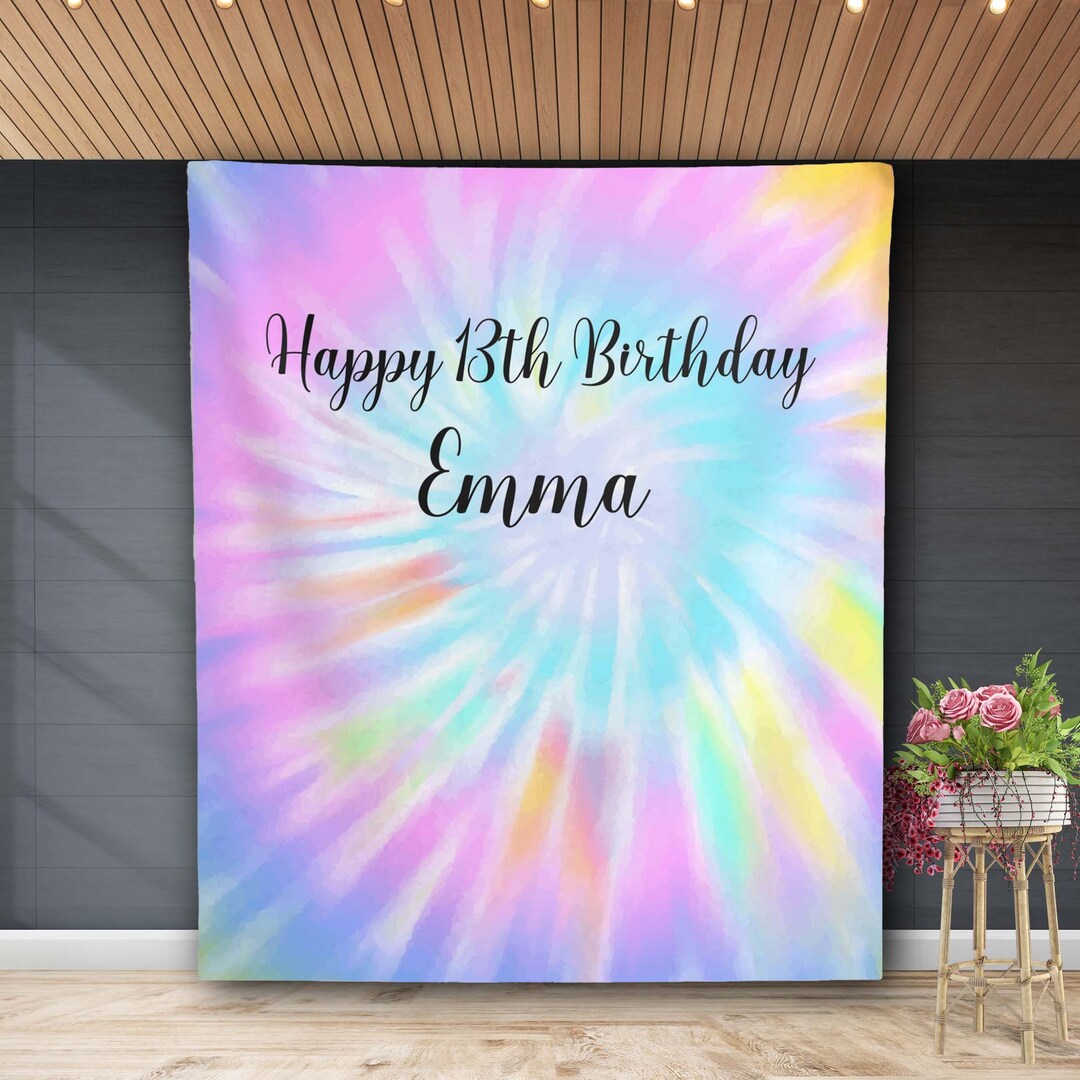 Rainbow Pastel Colors Birthday Backdrop Colorful Party Banner Custom ...