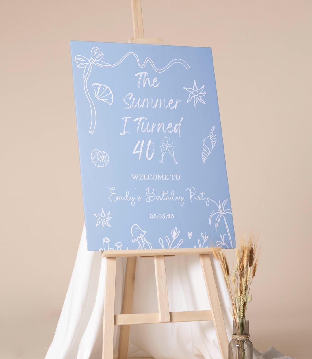 Summer Party Welcome Sign, Any Color, the Summer I Turned, Any Age ...