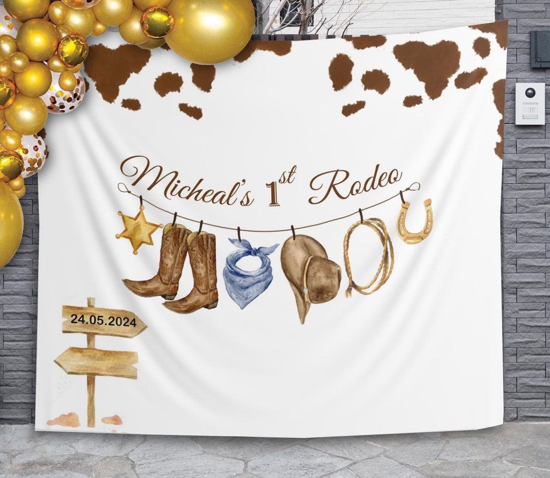 My First Rodeo Backdrop Cowboy 1st Birthday Banner Wild West Decoration ...