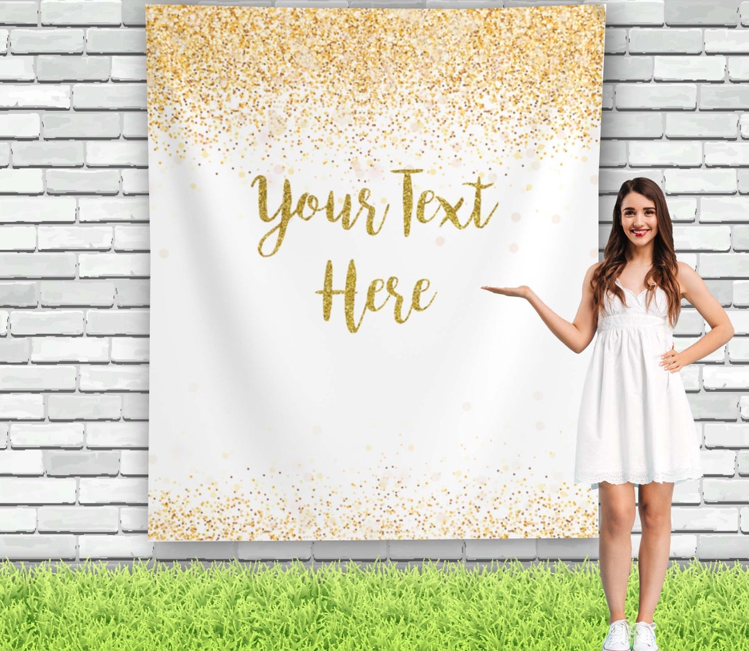 Gold White Party Backdrop, Birthday Backdrop, Personalized Backdrop ...