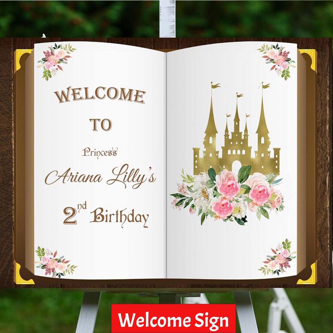 Princess Birthday Sign and Backdrop Set Castle Party Invite Printed ...