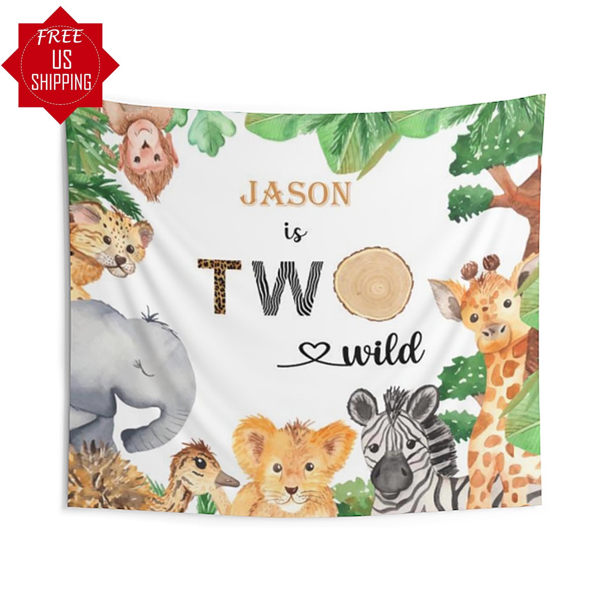 Two Wild Jungle Birthday Backdrop Safari Second Birthday Party - Etsy