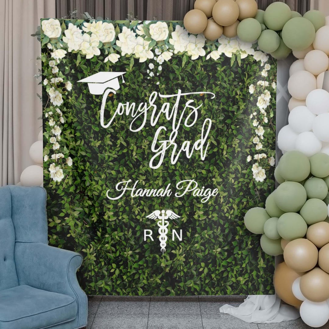 Nurse Grad Decor RN Grass Wall Fabric Backdrop Nursing Student ...