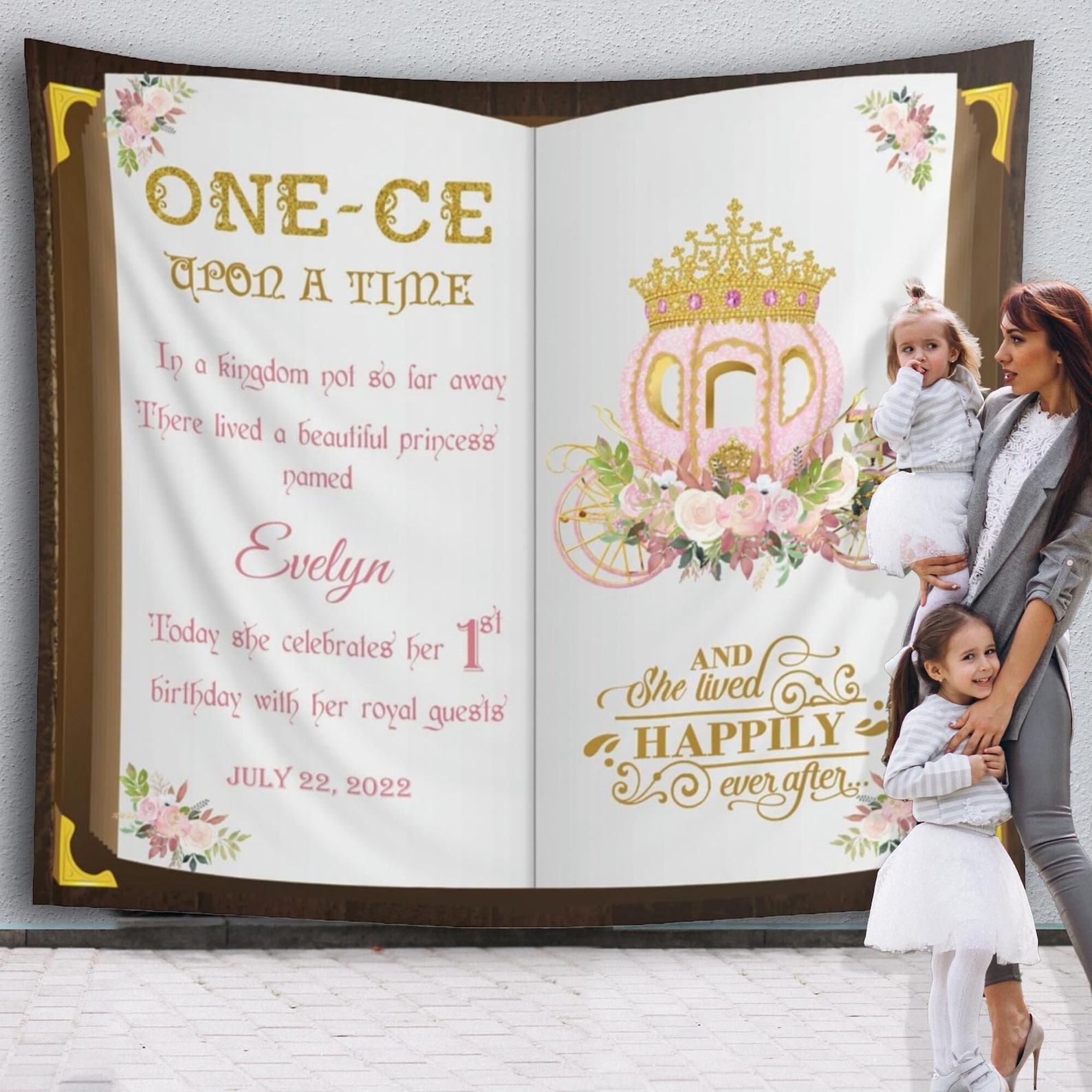 One-ce Upon a Time First Birthday Princess Backdrop Onece Upon a Time ...