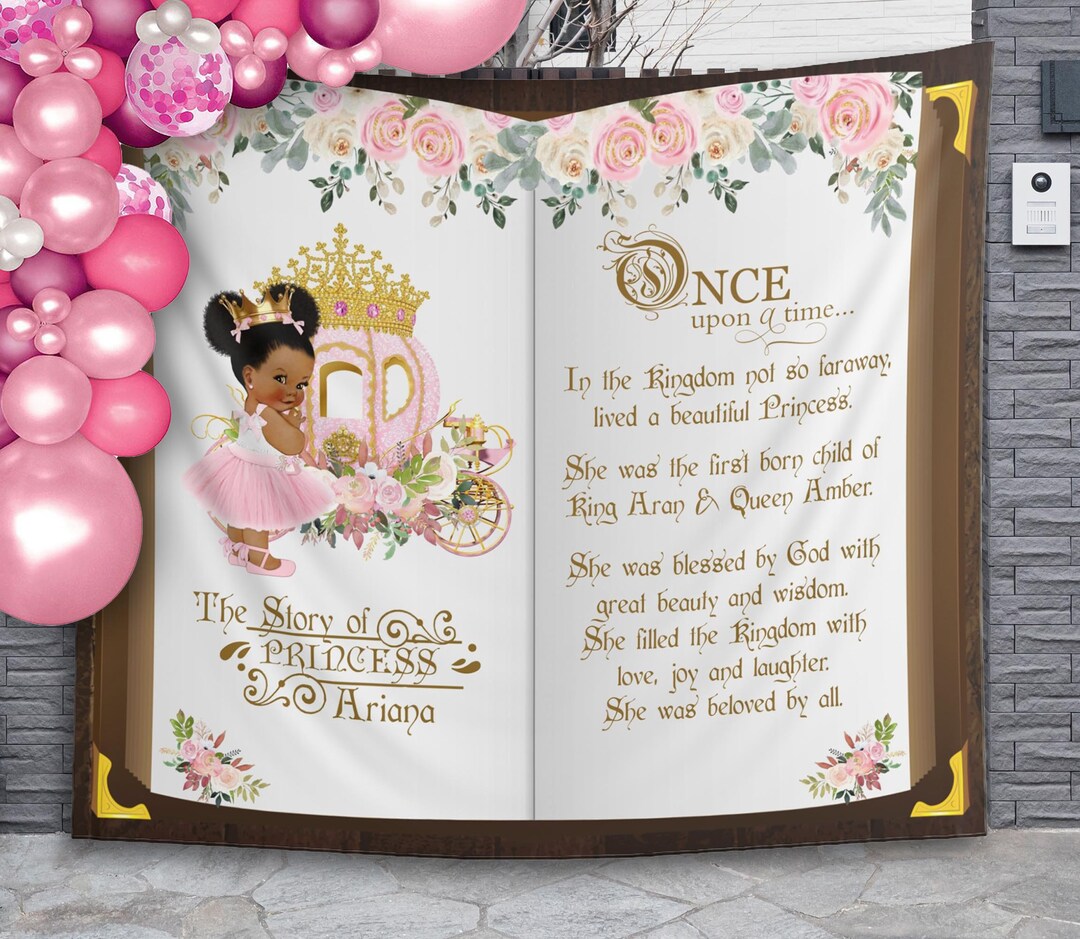 Princess Story Book Backdrop Once Upon A Time Royal Carriage Banner ...
