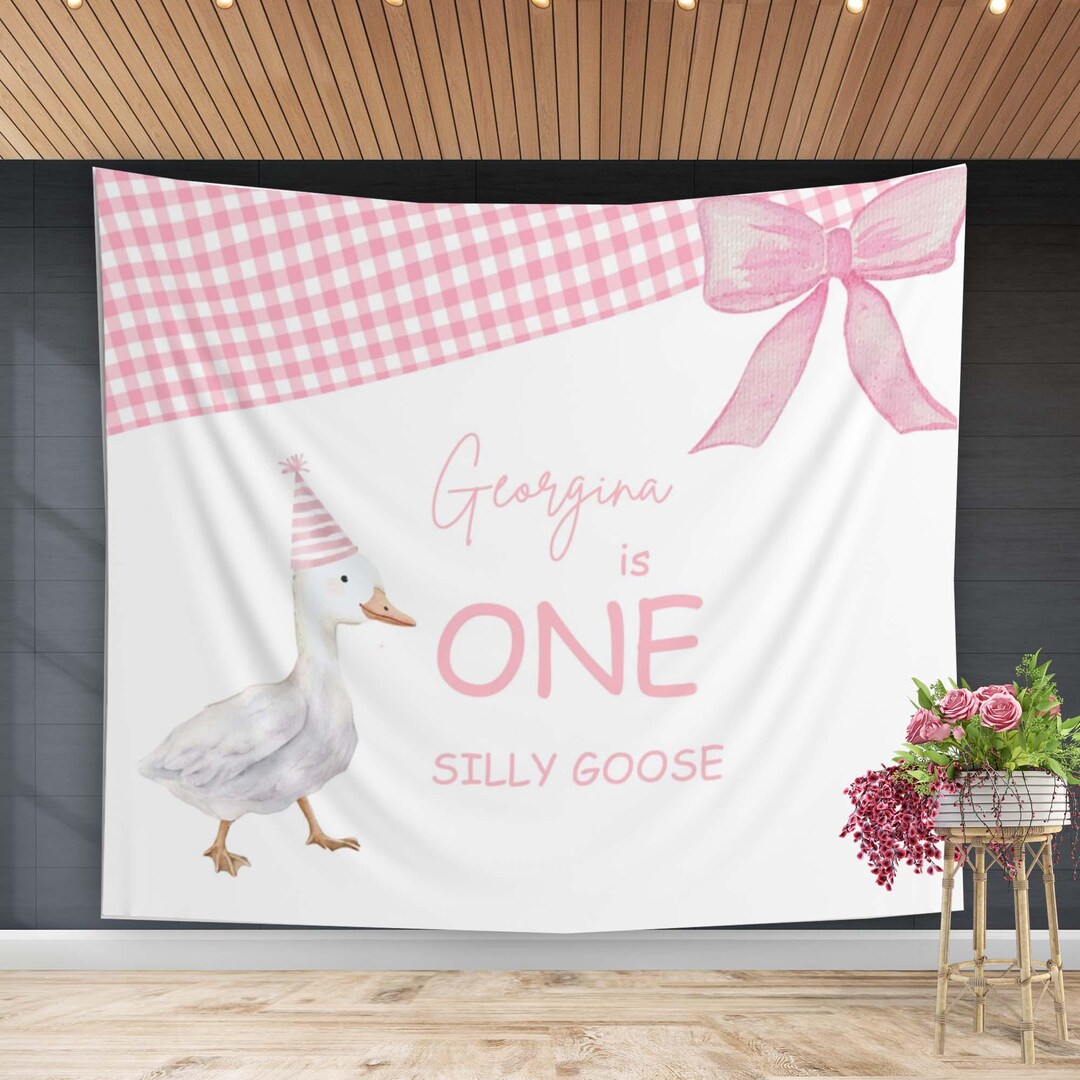 One Silly Goose Birthday Decor Girl First Birthday Backdrop 1st ...
