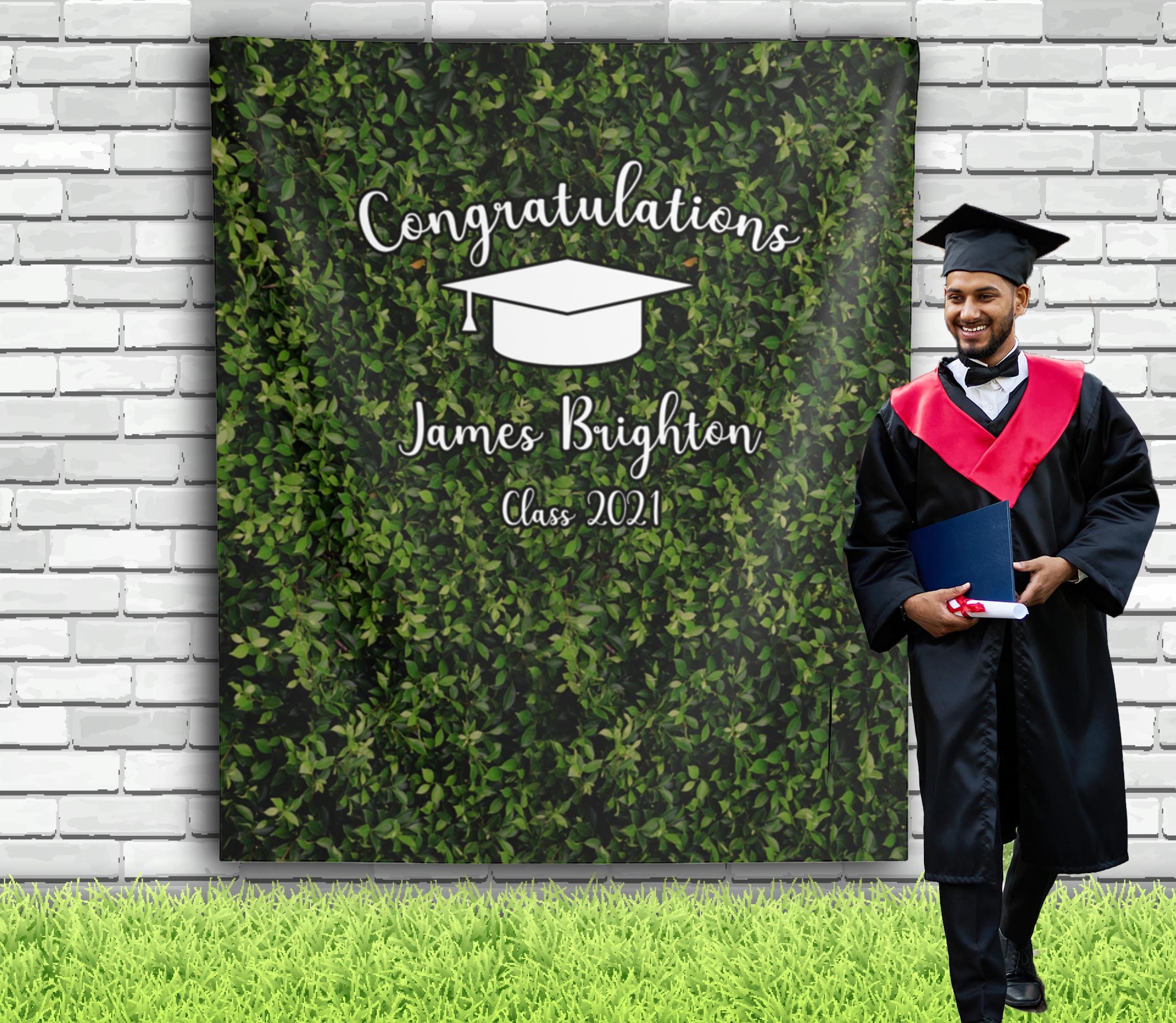 Hedge Wall Graduation Party Backdrop Frabric Grass Wall Grad Etsy