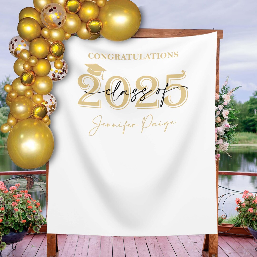 Custom Graduation Party Backdrop Class of 2025 Personalized High School ...