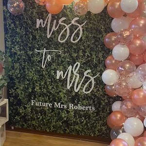 Miss to Mrs Photo Backdrop, Artificial Grass Wall Background, Fabric ...
