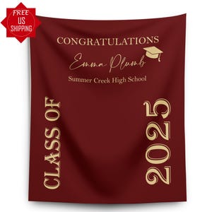 Maroon Graduation Banner Dark Red Custom Class of 2025 Grad Party ...