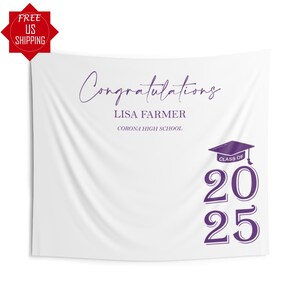 Custom Graduation Party Backdrop Class of 2025 Personalized High School ...