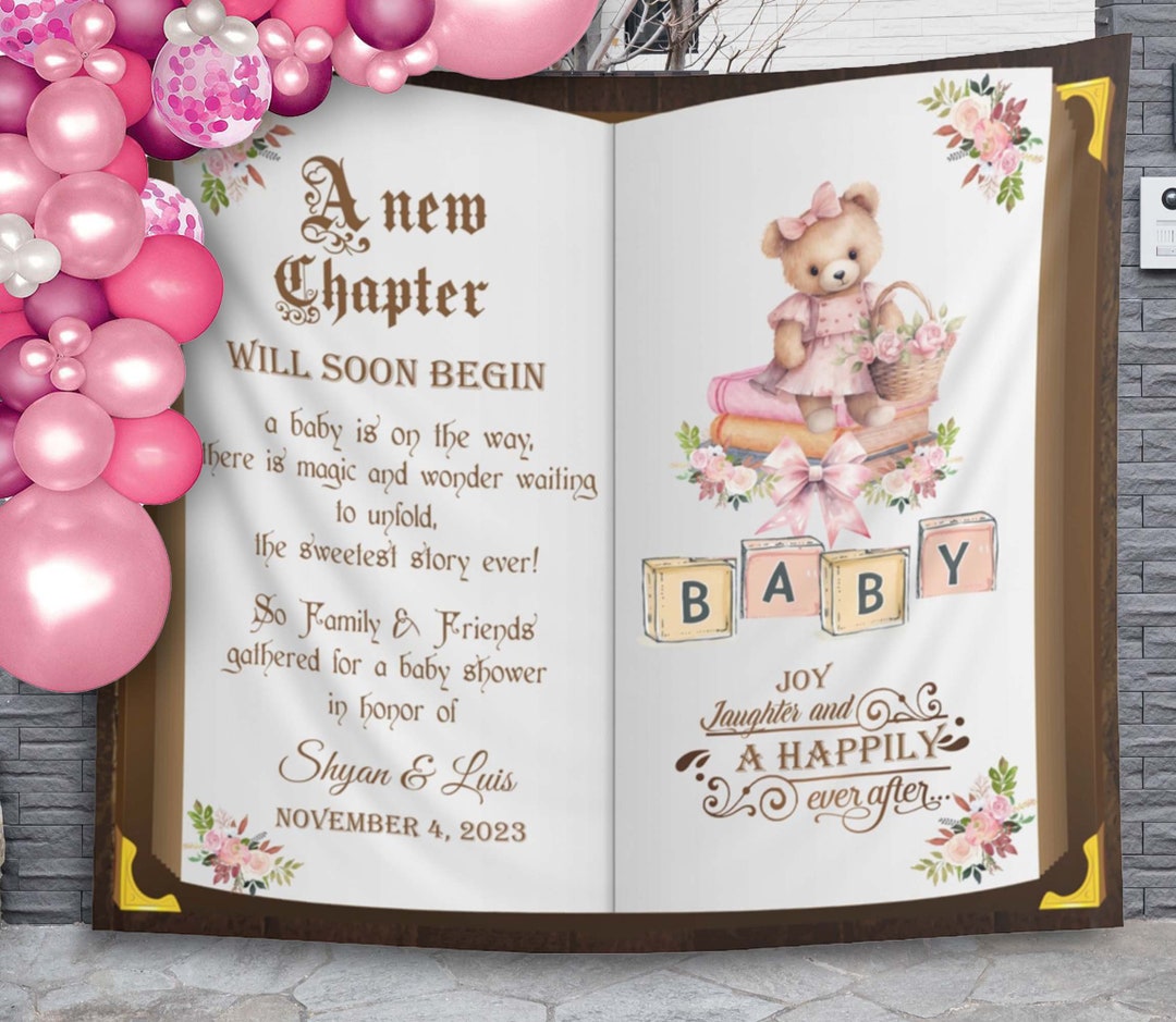 New Chapter Baby Shower Backdrop Sweetest Story Book Banner Custom ...