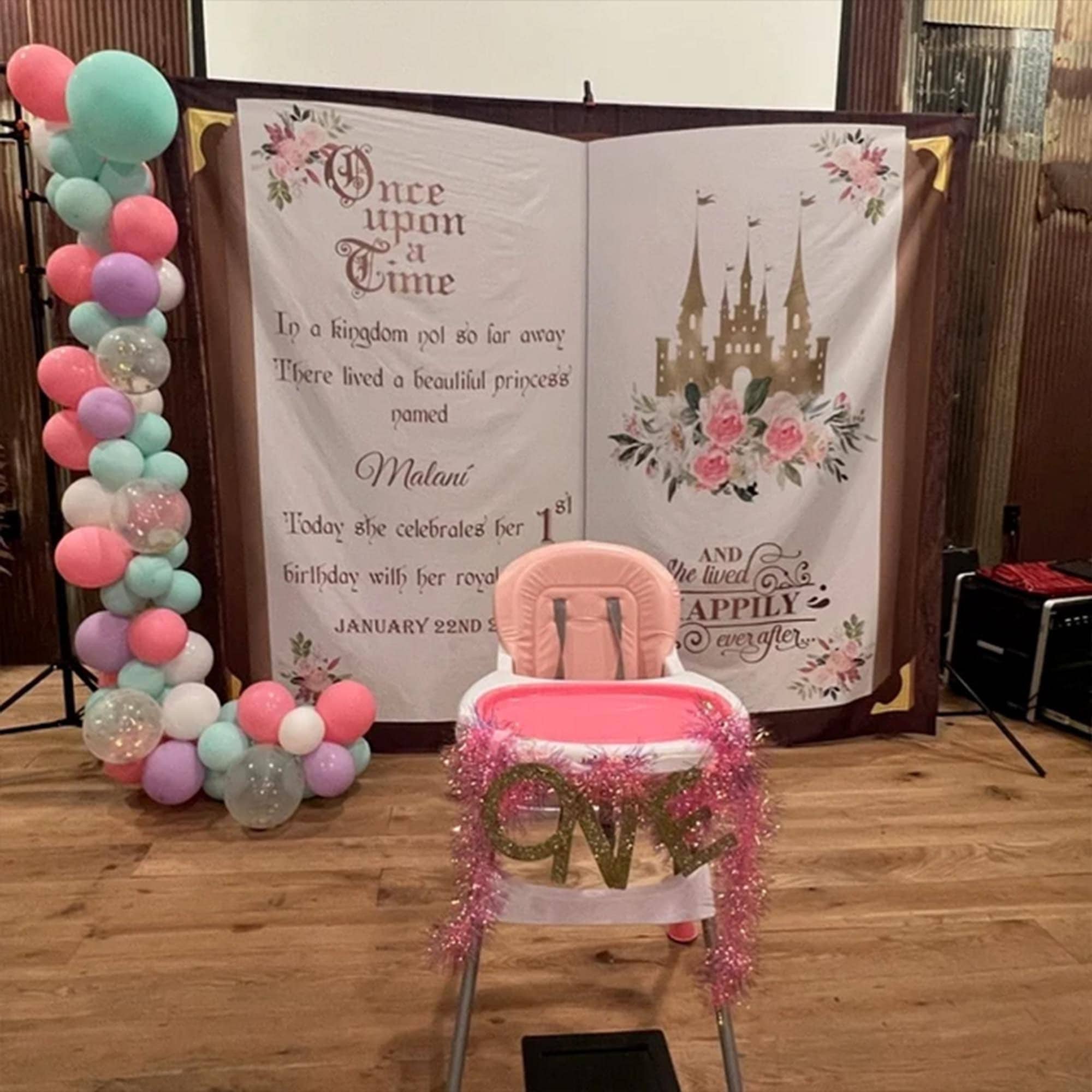 First Birthday Decorations Girl, Girl First Birthday Backdrop, One Year ...