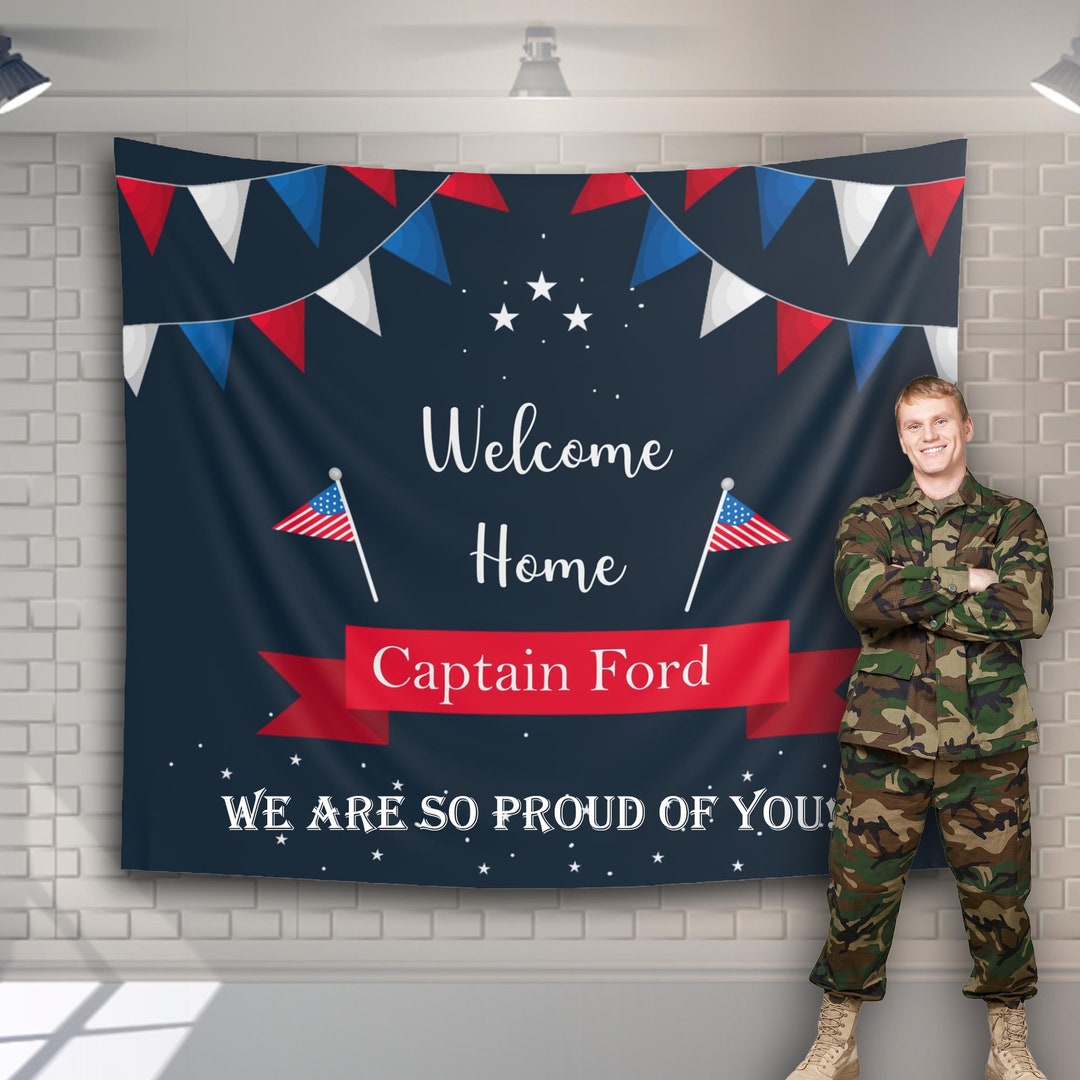 Welcome Home Military Backdrop, Army Homecoming Banner, Memorial Day ...