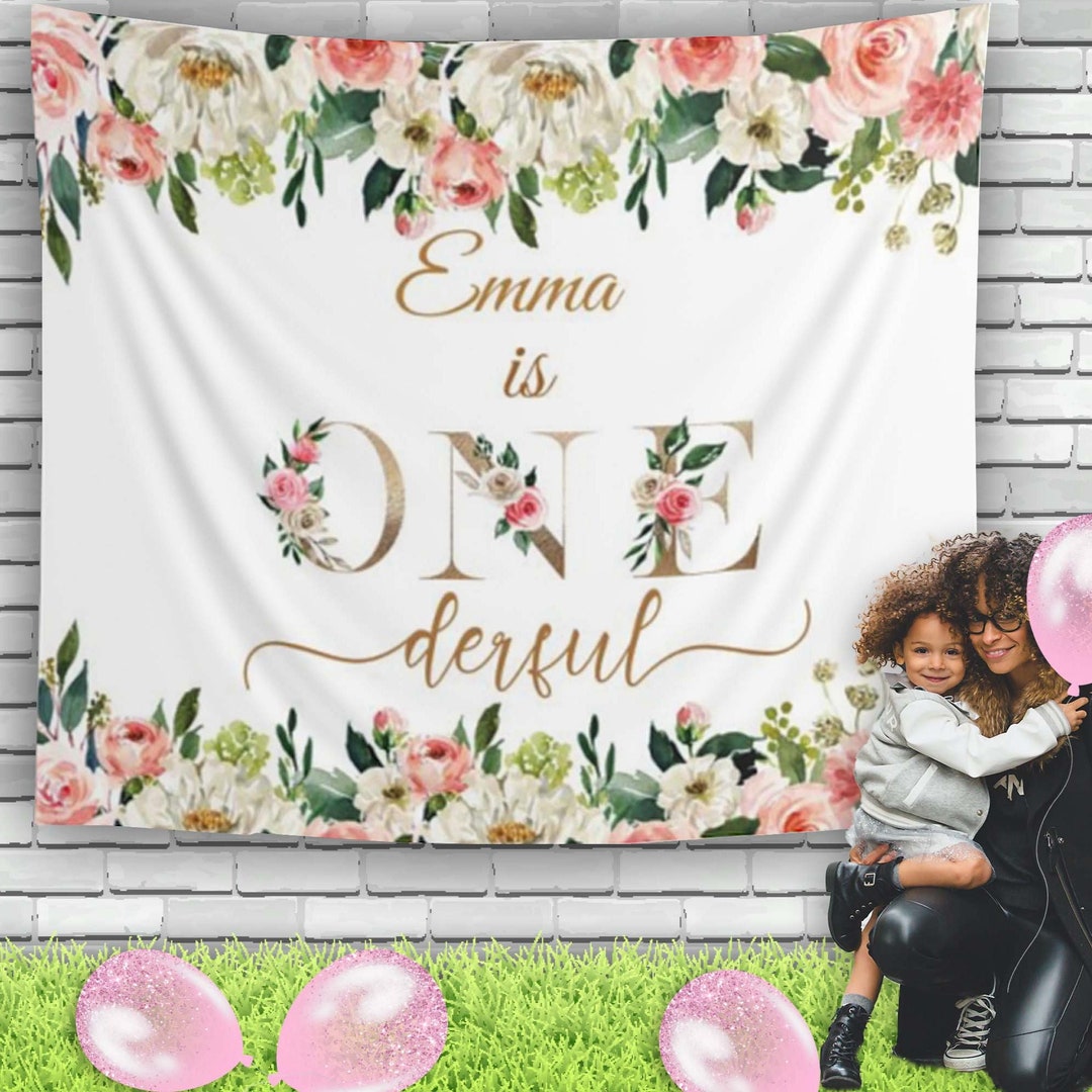Personalized Girl 1st Birthday Backdrop, Baby Girl 1st Birthday Decor ...