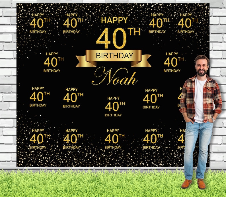 Custom Birthday Backdrop for Men Black Gold Birthday Backdrop - Etsy