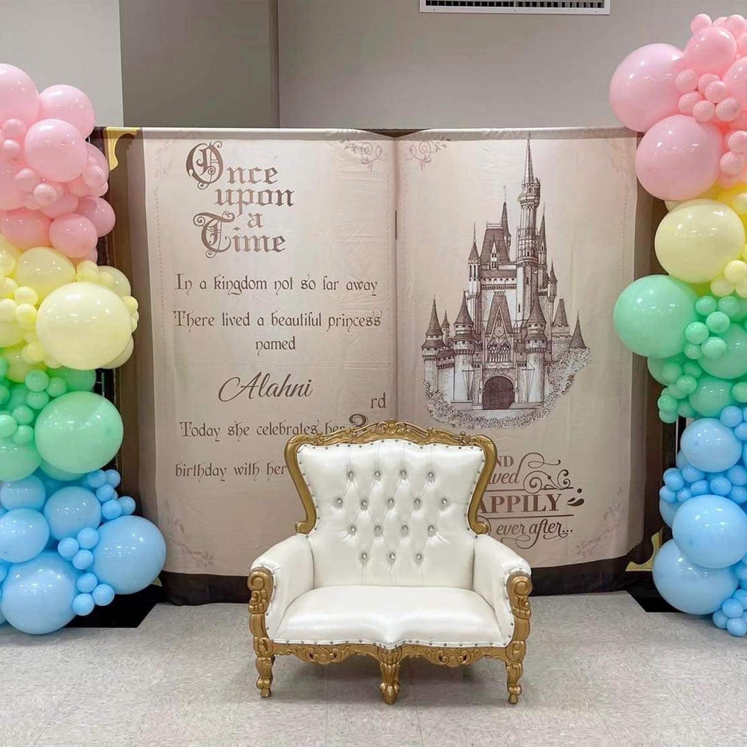 Vintage Storybook Birthday Backdrop Elegant Unique Princess Open Book ...