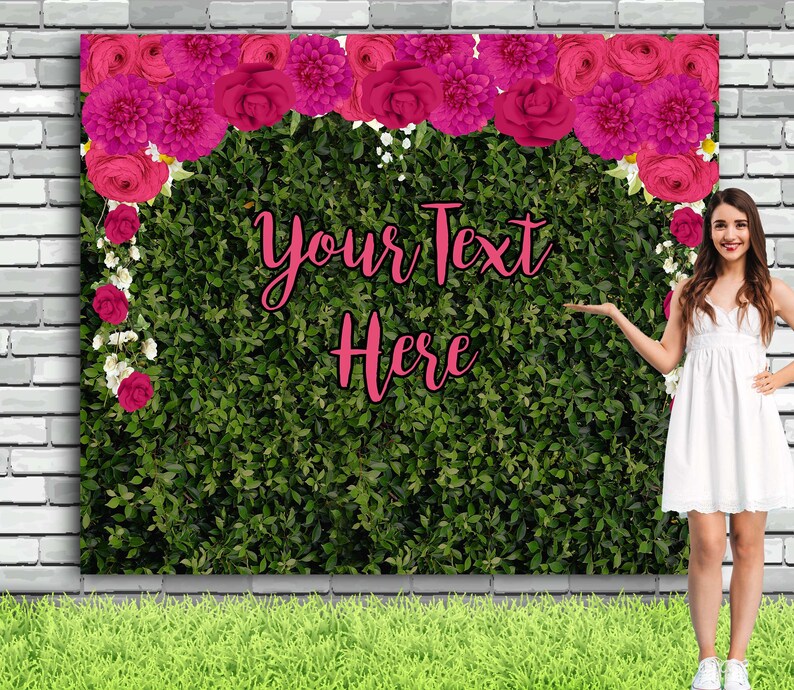 Pink Floral Grass Backdrop Banner Grass Photo Background | Etsy