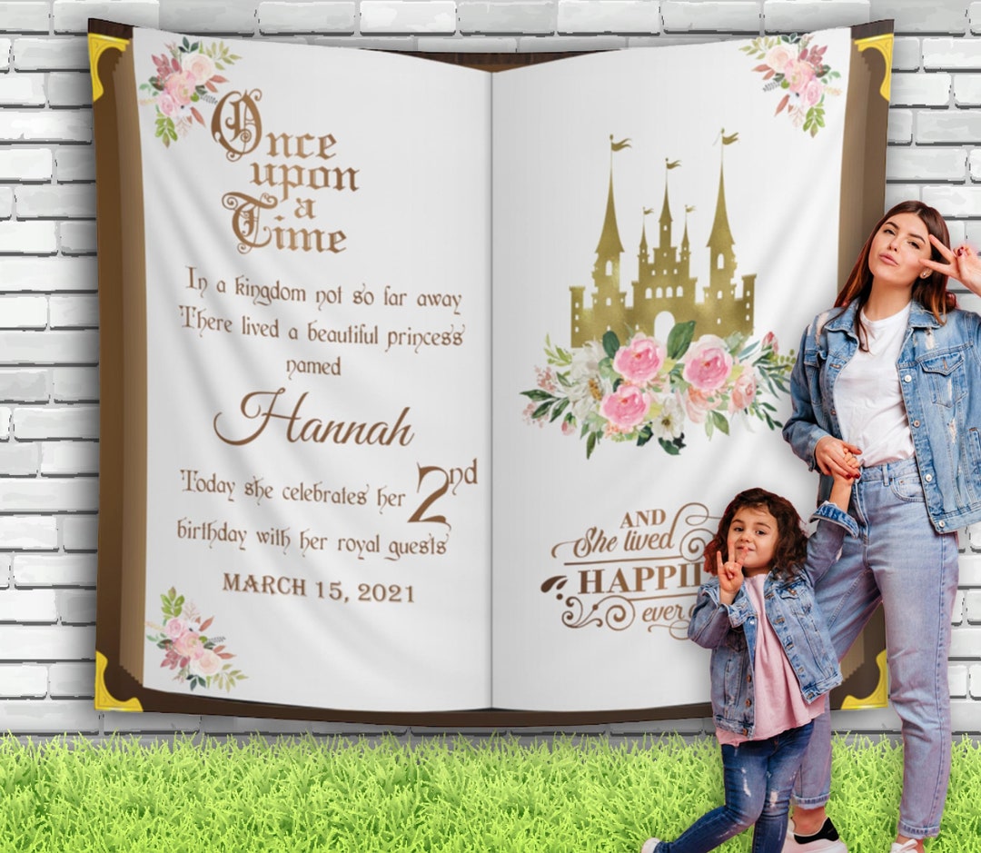 Princess Theme Fairytale Birthday Book Backdrop Custom Girl Dream ...