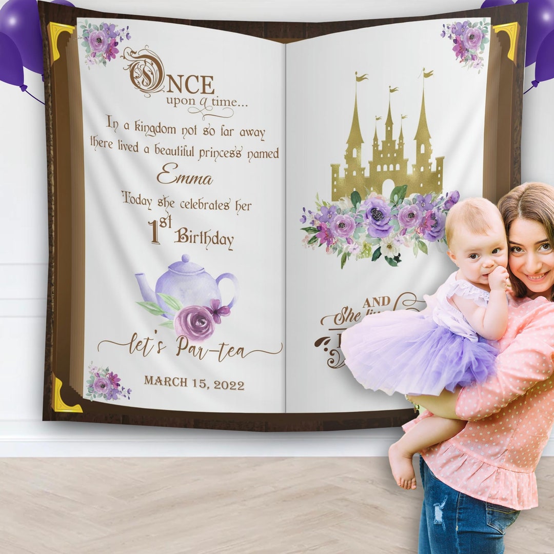 Purple Tea Party Backdrop, Princess Tea Party, Kids Tea Party, Princess ...