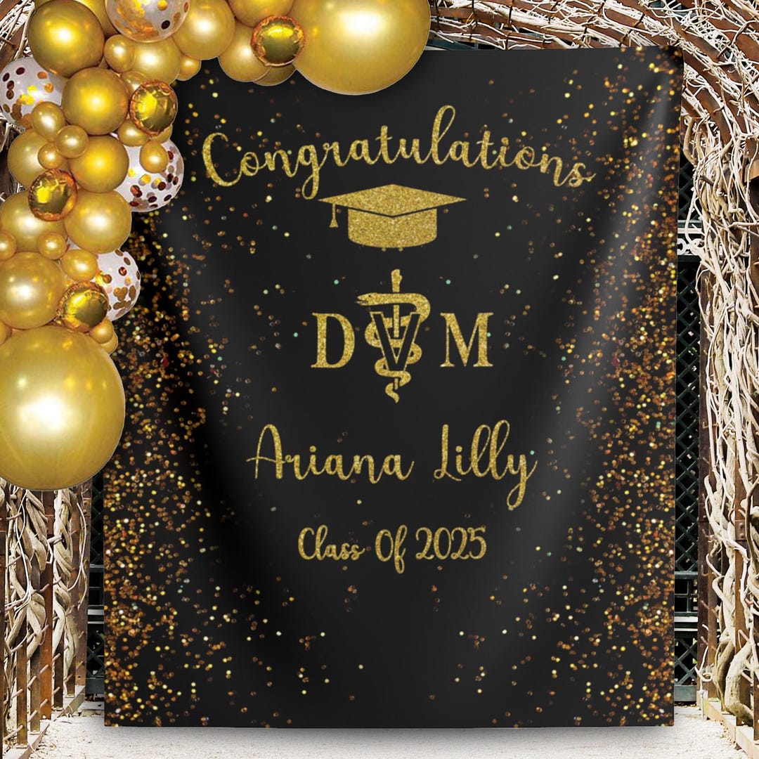 Vet School Graduation Decor Veterinary Grad Party Backdrop DVM ...