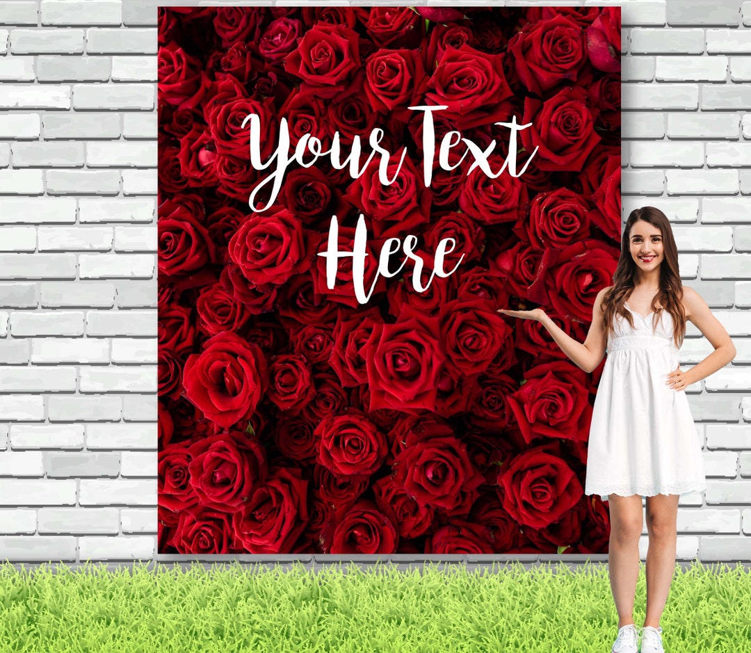 Custom Red Rose Backdrop Birthday Wedding Engagement Photo Banner ...