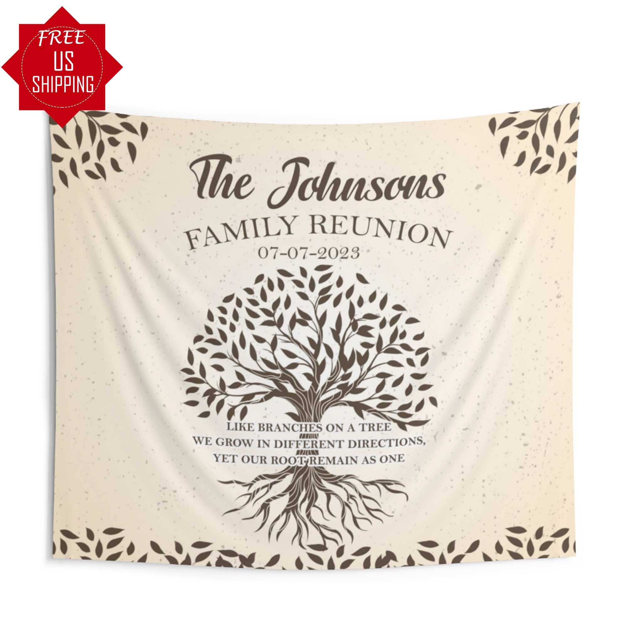 Family Reunion Decor, Our Roots Remain as One Backdrop, Personalized ...