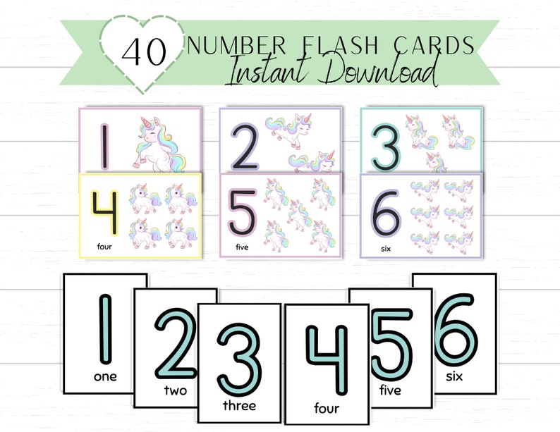 Unicorn Printable Flashcards , Homeschool Printables, Flashcards for ...