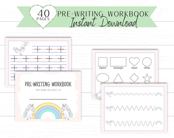 Unicorn Toddler Handwriting Busy Book, Handwriting Tracing Printables ...