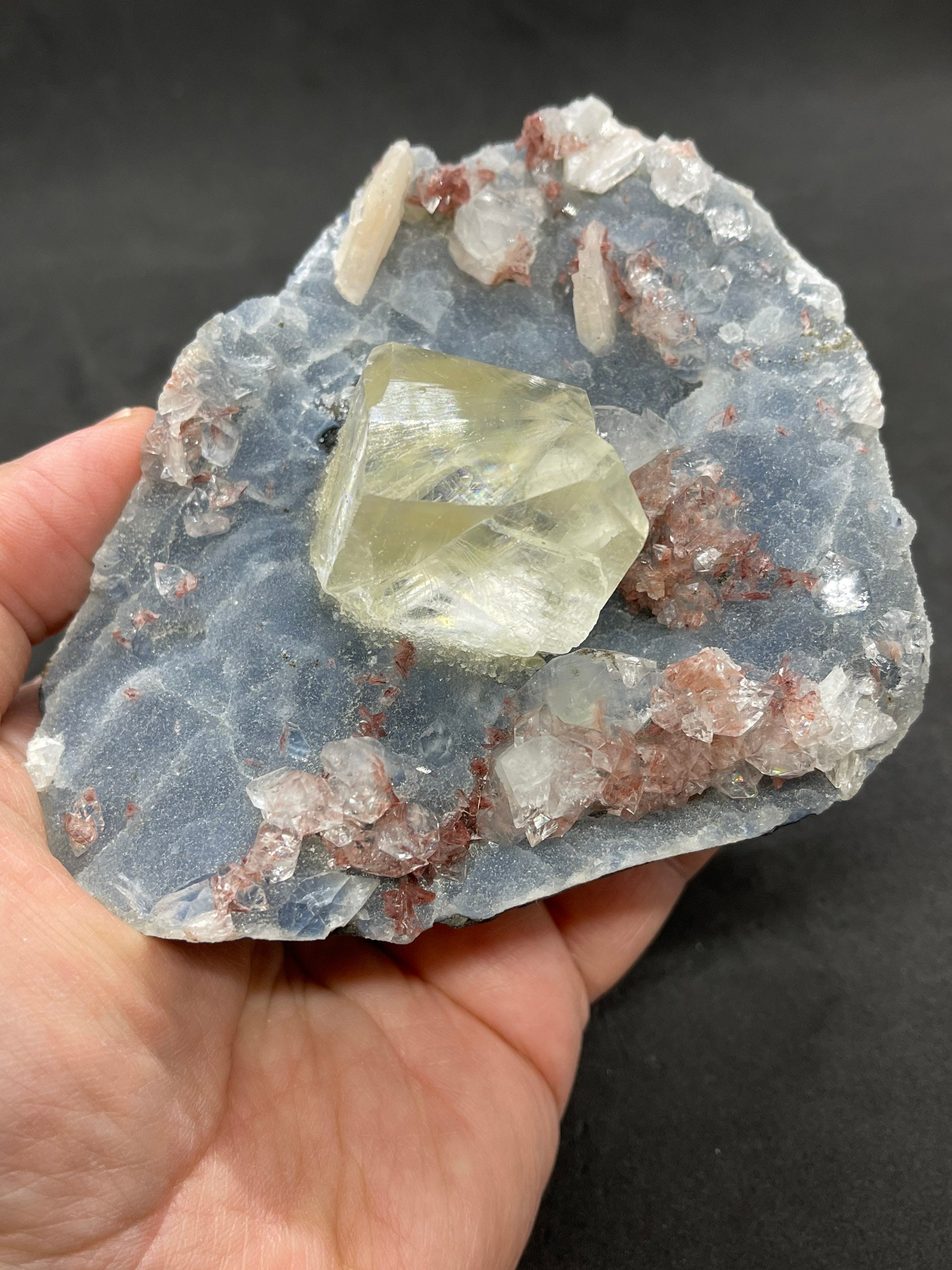 Beautiful Combined Specimen Chalcedony Calcite Red Apophyllite | Etsy