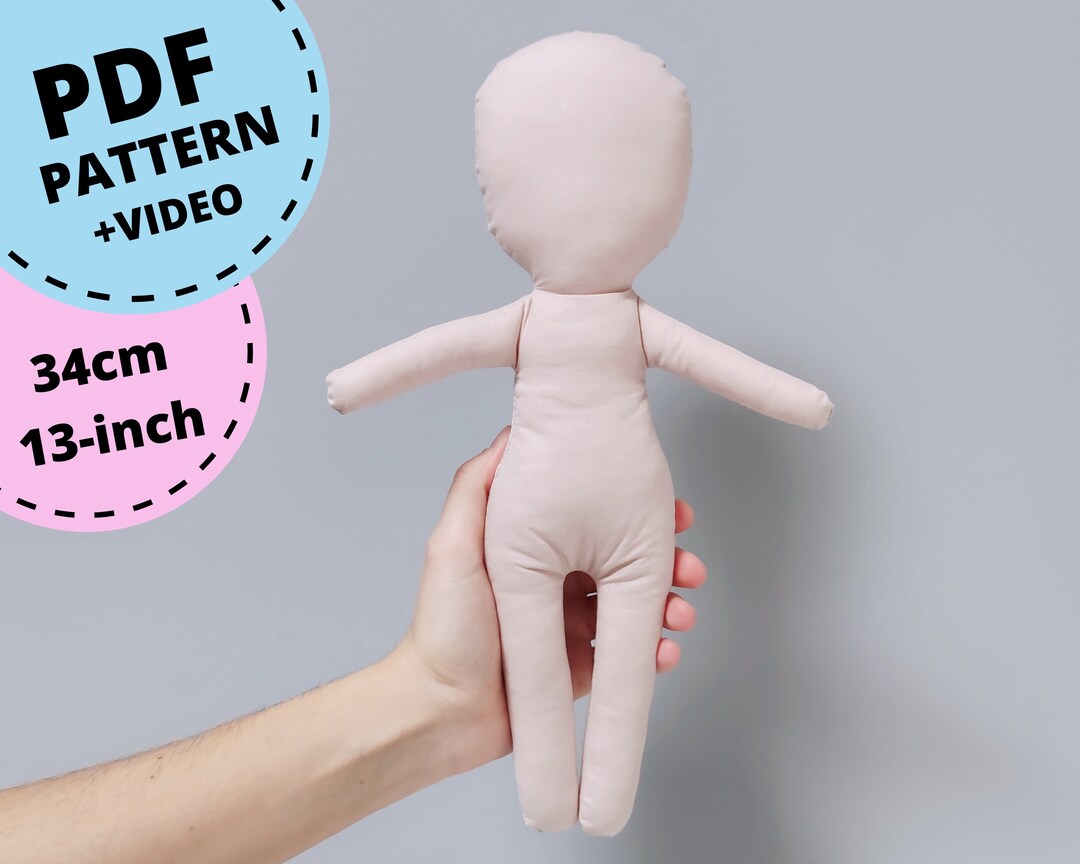 Doll Pattern Sewing PDF 34cm Blank Rag Doll Pattern Printable Cloth ...