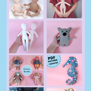 Tiny Doll Pattern PDF, 5 Inch Rag Doll Body Sewing Pattern, Cloth Doll, Fabric Doll, Soft Toy ...