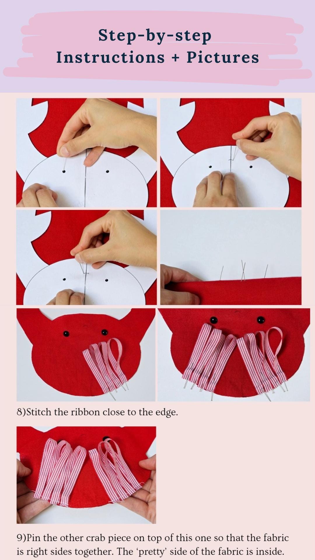 Crab Sewing Pattern, Beginner Plush DIY, Kids Easy Sewing Project ...