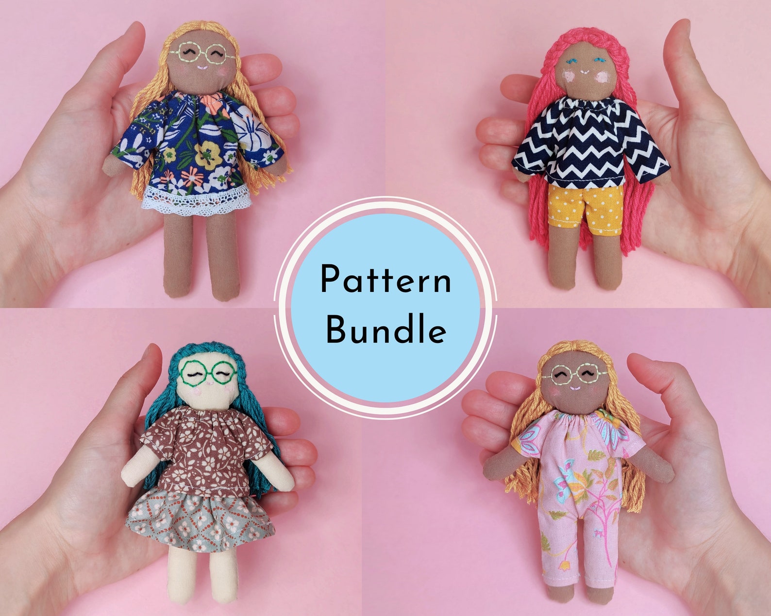 Tiny Doll Pattern With Clothes 5 Inch Rag Doll Body Sewing Pattern Pdf Cloth Doll Fabric Doll