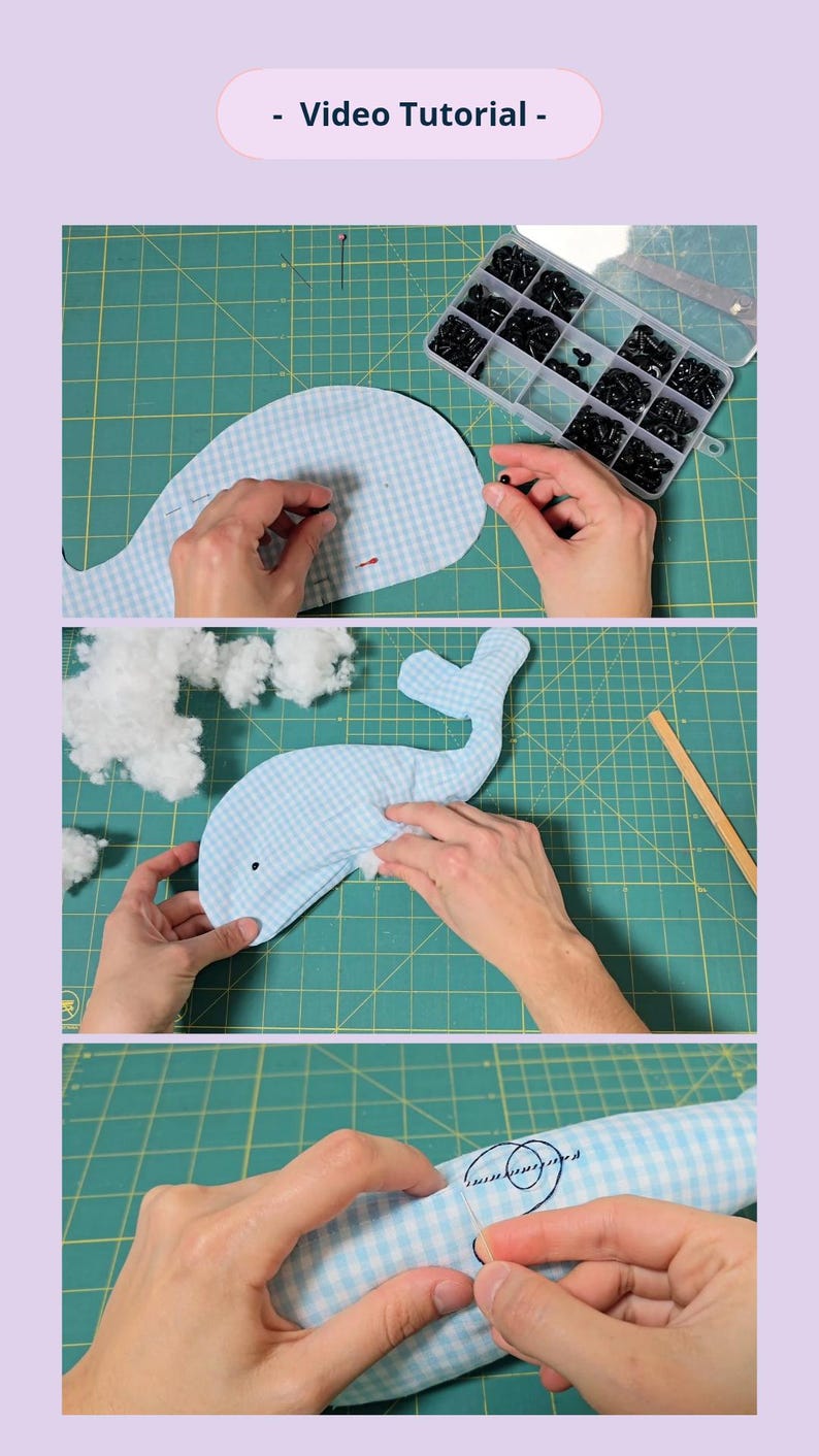 Simple Whale Plushie Sewing Pattern, Beluga Template, Kawaii Soft Toy ...