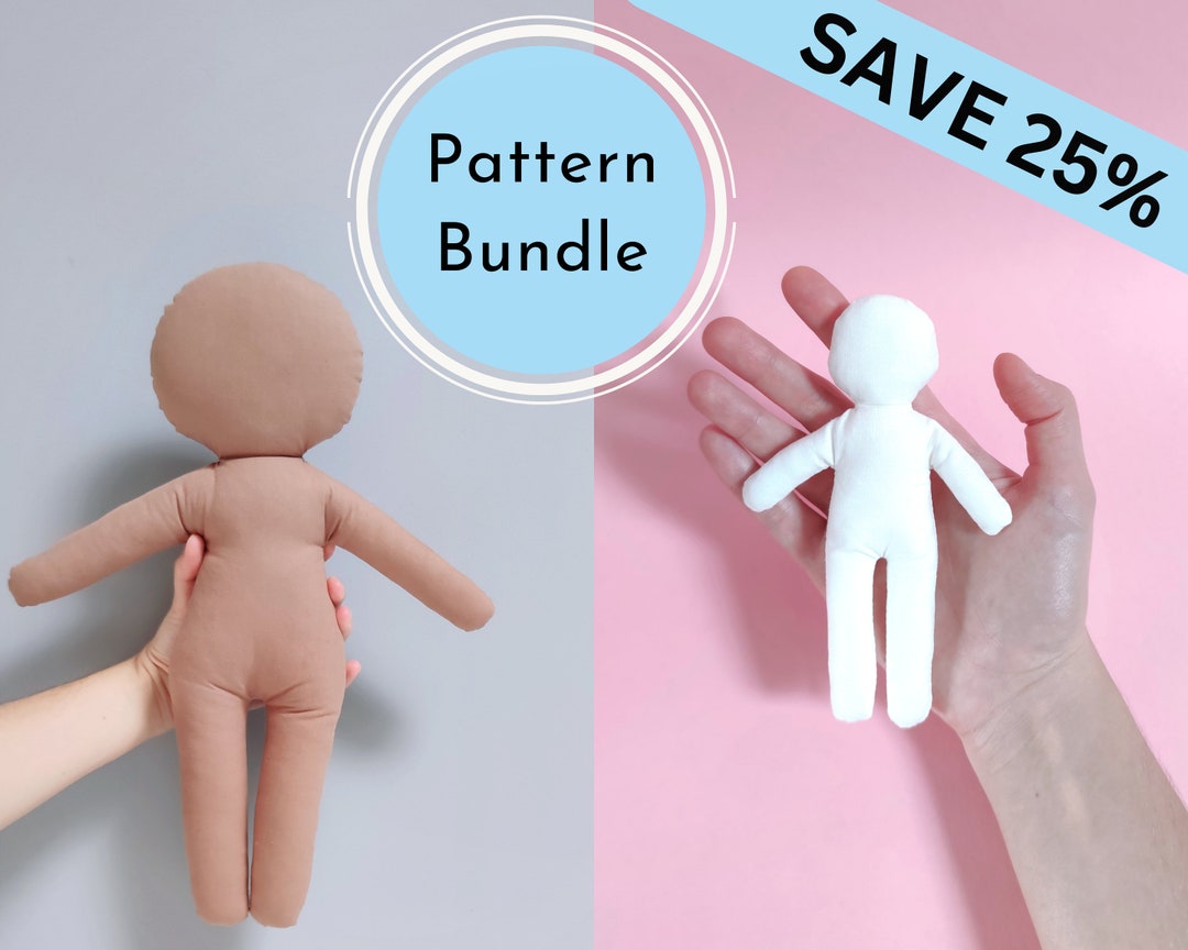 Doll Sewing Pattern Bundle, 5'' Rag Doll and 16'' Blank Doll Body PDF ...