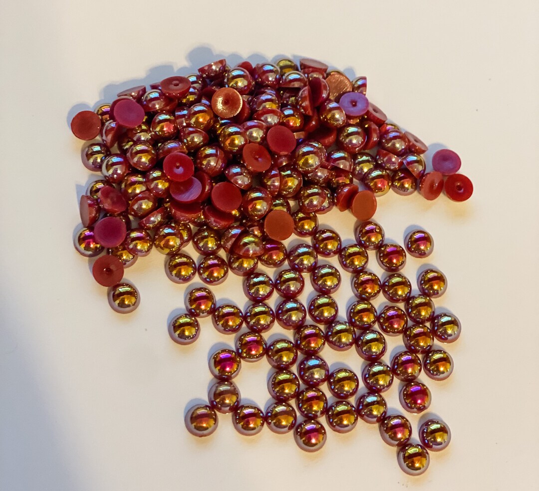 MAROON AB Red Half Round Pearl Pearls Non Hotfix Flatback Flat Back 3MM ...