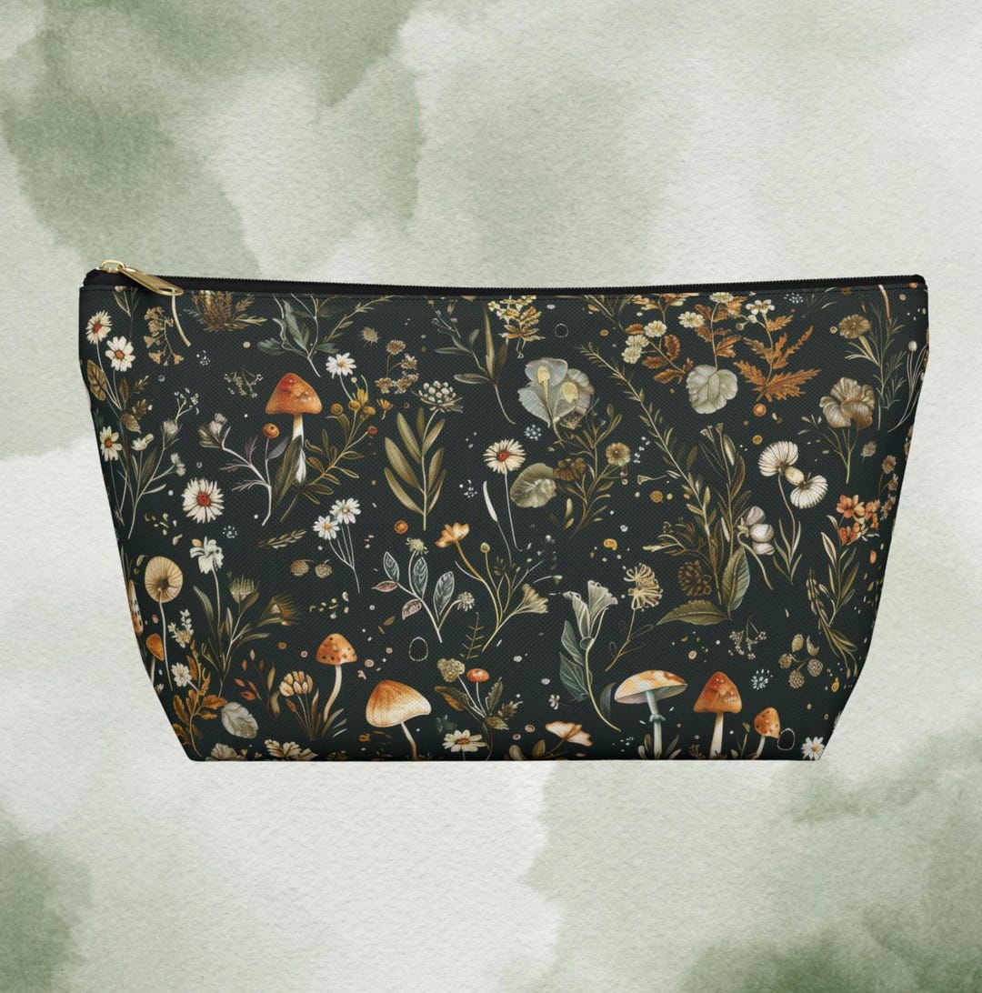 Mushroom Accessory Pouch, Cottagecore Cosmetics Bag, Goblincore Trinket ...