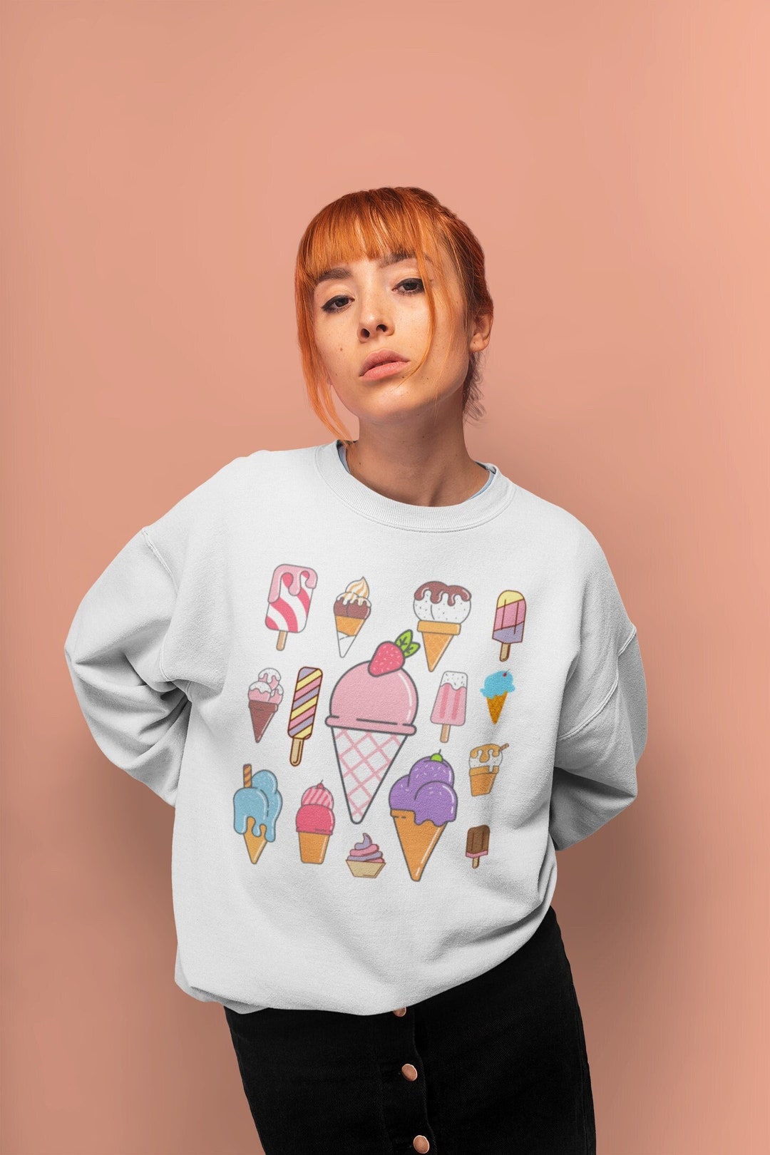 Ice Cream Sweatshirt, Ice Cream Cone, Ice Cream Lover Shirt, Foodie ...
