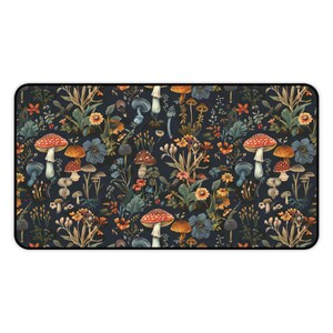 Mushroom Desk Mat Cozy Gamer Decor Dark Cottagecore Nature Magical ...
