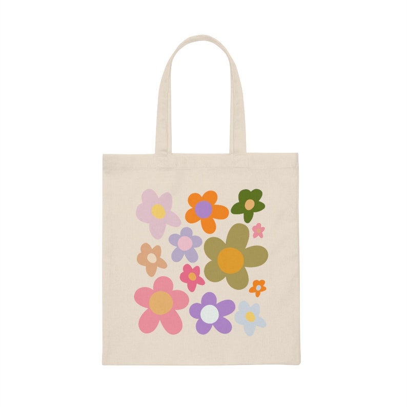 The Flower Power Tote Bag, Floral Tote Bag, Cute Tote Bag, Y2K Canvas ...