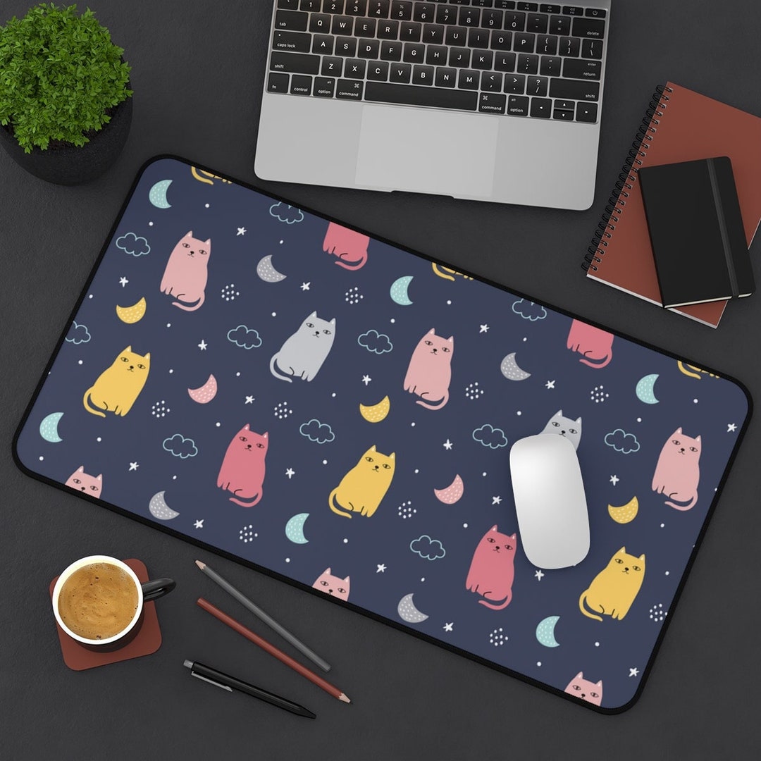 Cute Cat Desk Mat Cute Desk Mat Kawaii Desk Mat Large Desk - Etsy