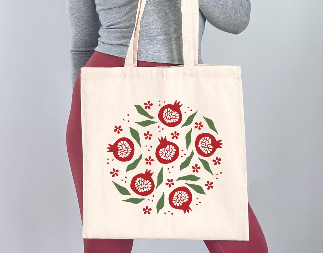 Pomegranate Tote Bag, Fruit Shopping Bag, Gifts for Sister Mom, Friend ...