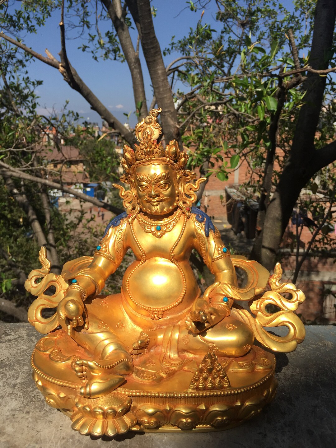 Dzambala Statue With Full Goldhimalayan Art Antique Statue Gold Plating ...