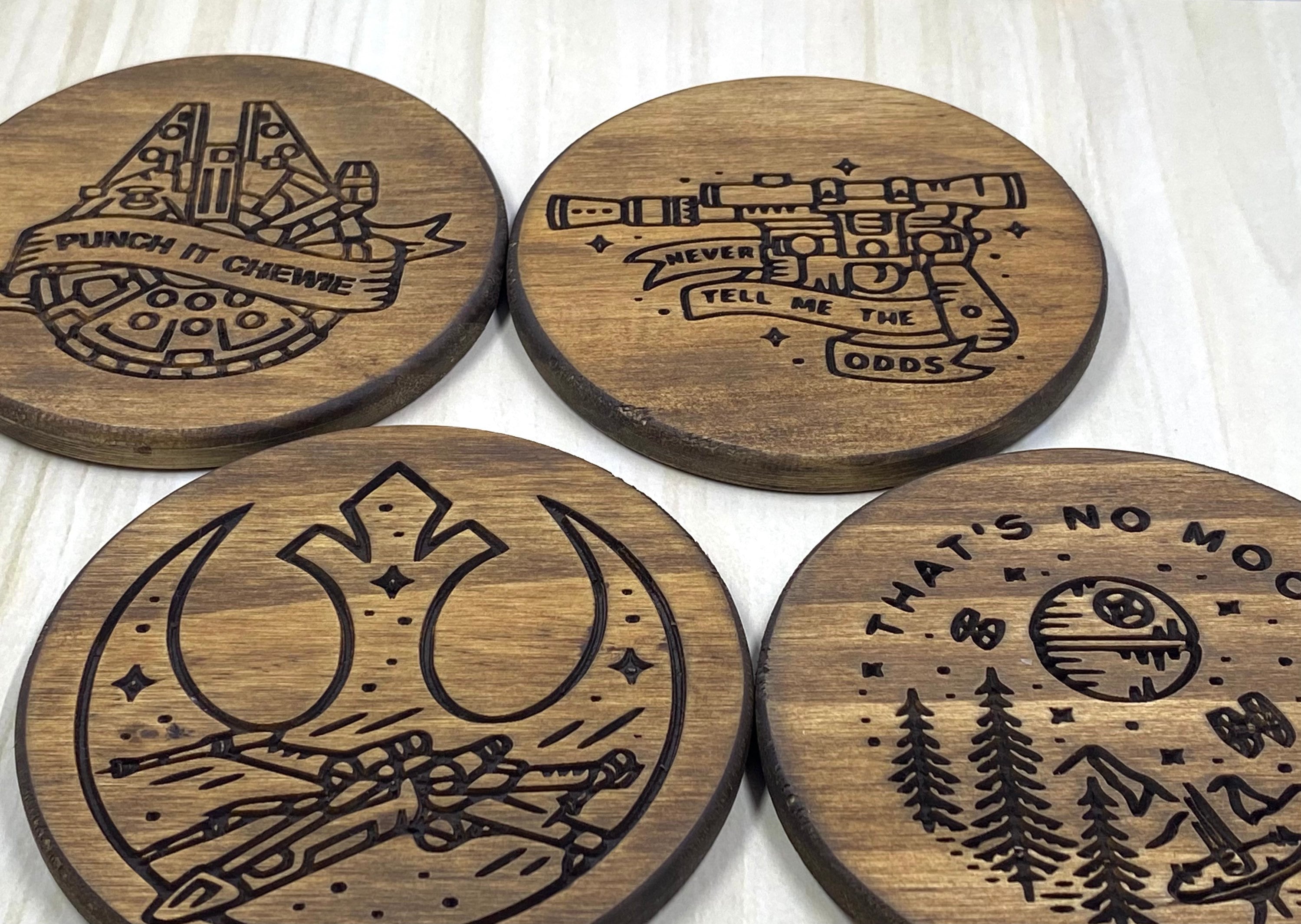 Star Wars Inspired Wood Coaster Set - Etsy UK