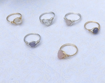Handmade Silver Wire Wrapped Ring With Gemstone - Etsy